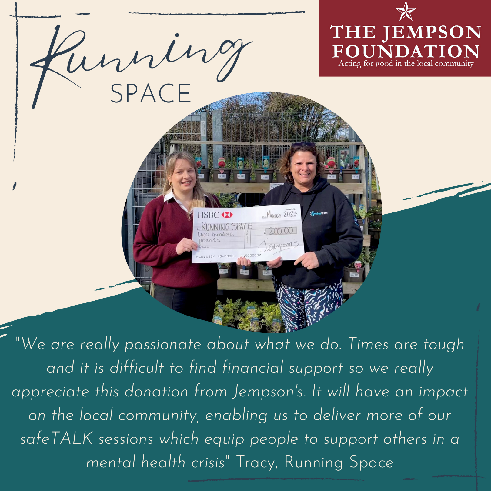 Donation to Running Space – The Jempson Foundation